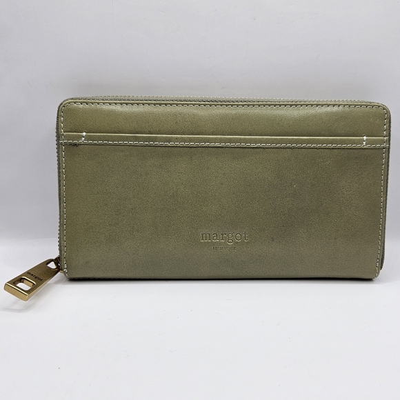 margot | Bags | Margot New York Olive Green Smooth Leather Zip Around ...